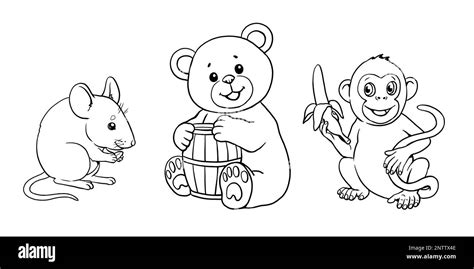 Carino Mouse Orsacchiotto E Scimmia A Colore Dentro Modello Per Un