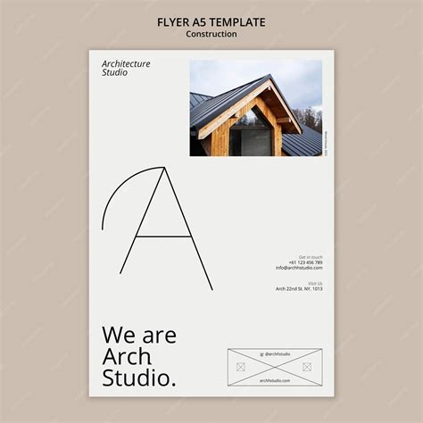 미니멀리스트 건설 프로젝트 전단지 템플릿 무료 Psd 파일