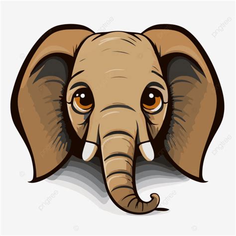 Elephant Face Vector Sticker Clipart Elephant Face Illustration In Cartoon Style Sticker
