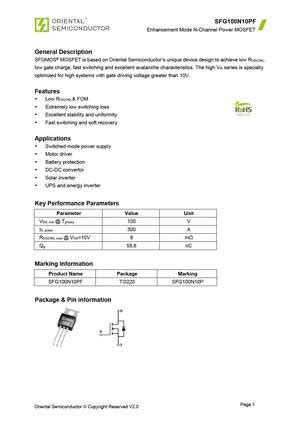 Sfg100n10gf Datasheet Mosfet N Ch 100v 100a Full Specification