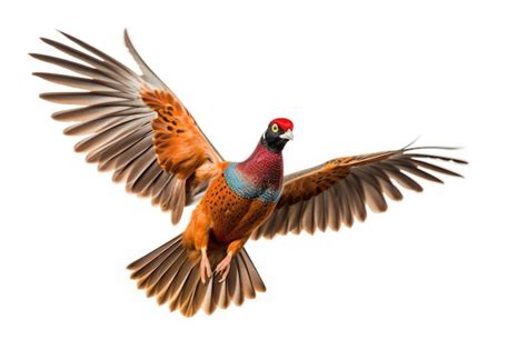 Premium Ai Image Flying Pheasant On White Background
