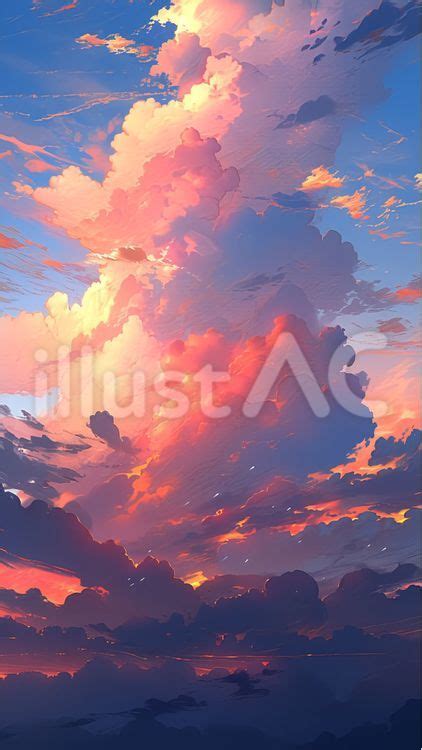 夕焼けと入道雲3イラスト No 24681961｜無料イラスト・フリー素材なら「イラストac」