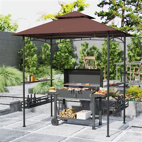 Outsunny 8 X 5 Grill Gazebo 2 Tier Outdoor Bbq Gazebo With 2 Side