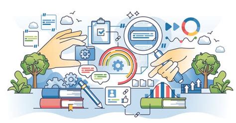 Qualitative Content Analysis With Text Interpretation Outline Hands Concept Stock Vector