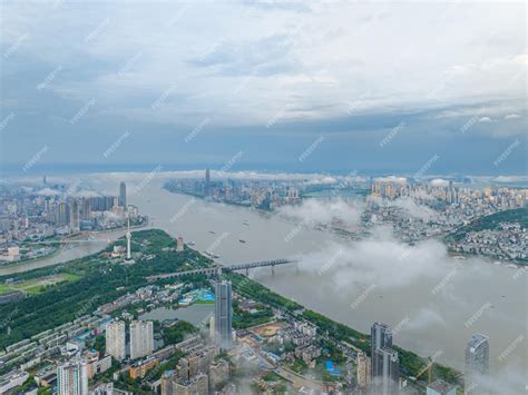 Premium Photo Wuhan Yangtze River And Han River On The Four Banks Of The City Landmark Skyline