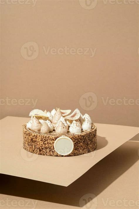 A Scrumptious Desert Plate Featuring A Meringue Desert Served On A