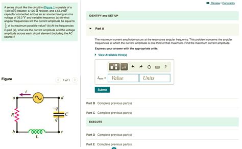 solved 1 the maximum current amplitude occurs at the