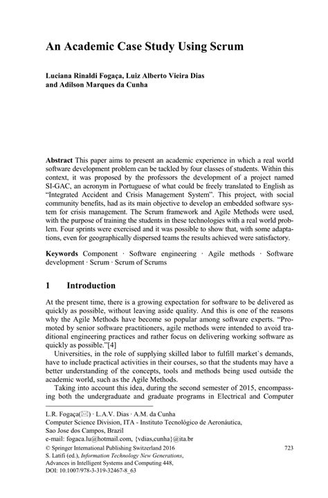 PDF An Academic Case Study Using Scrum