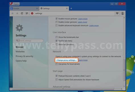 Configure Windows Proxy Opera TellyPass
