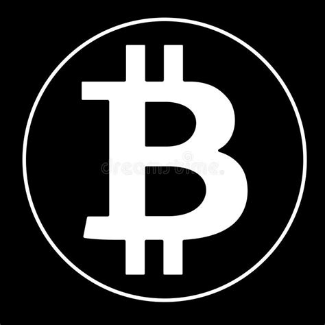White Bitcoin Sign Icon On Black Background Crypto Currency Stock