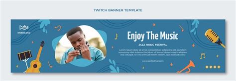 Free Vector Hand Drawn Colorful Music Festival Twitch Banner