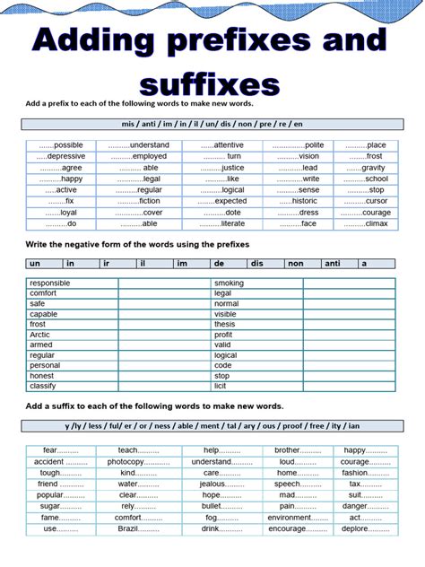 Hand Out Prefixes Suffixes Key Pdf Semantic Units