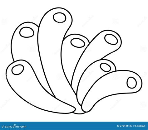 Vector Black And White Sea Anemone Icon Under The Sea Line