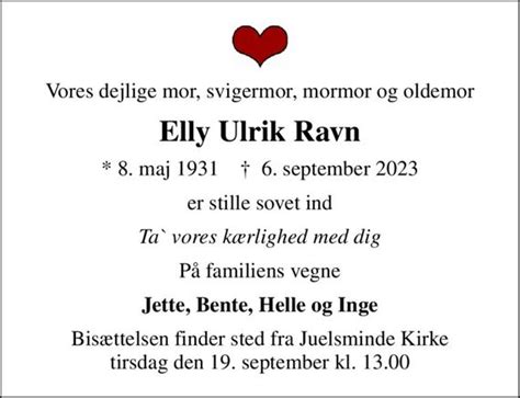 Elly Ulrik Ravn Dødsannoncer I Danmark