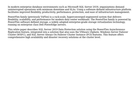Executive Summary Microsoft Sql Server Disaster Protection With Dell Powerflex Replication