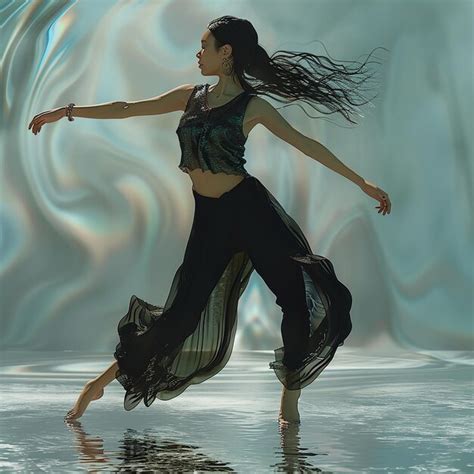 Fluid Motion In Contemporary Dance By Asian Woman Premium Ai
