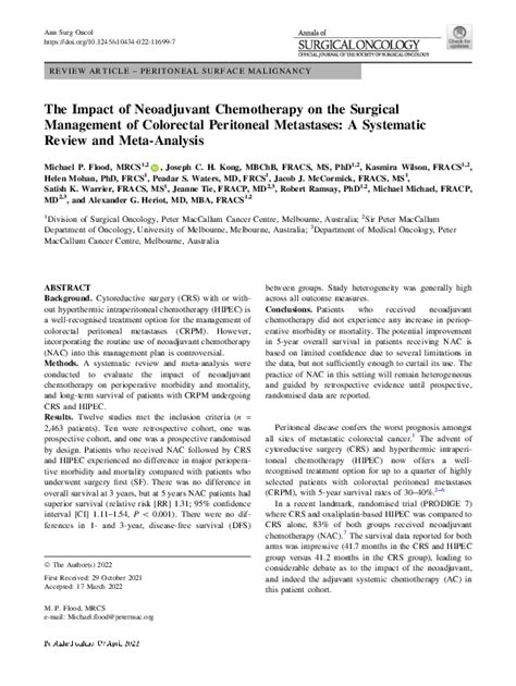 Pdf The Impact Of Neoadjuvant Chemotherapy On The Surgical Management