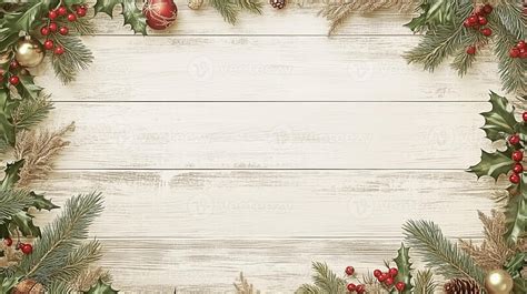 A Festive Holiday Background Featuring A Wooden Texture With A Border