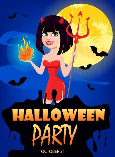 Sexy Devil Girl With Trident And Flame Royalty Free Vector Vectorstock