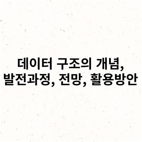 데이터 구조의 개념 발전과정 전망 활용방안