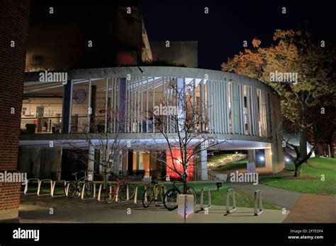 The Night View Of Carpenter Center For The Visual Arts Designed By Le Corbusier In Harvard