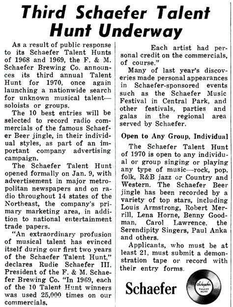 Shaefer Beer Talent Hunt 1968 Thru To 1970s All About The Soul Soul Source