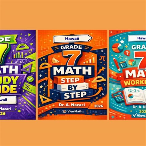 Hawaii Sba Grade 7 Math Learn And Test Bundle 3 Guides Workbook And 25 Tests