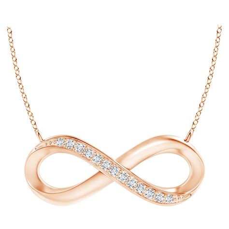 Natural Sideways Diamond Infinity Necklace In 14k Rose Gold Size 1mm