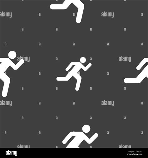 Running Man Icon Sign Seamless Pattern On A Gray Background Vector Stock Vector Image And Art