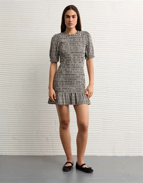 Ae Puff Sleeve Smocked Mini Dress