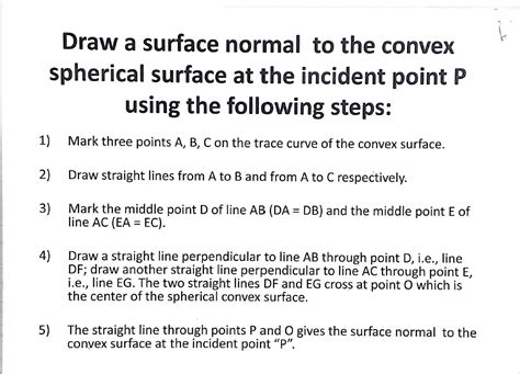 solved draw a surface normal to the convex spherical surface