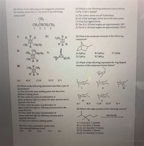 Solved 29 Which Of The Following Statements About Ethene