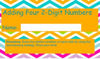 Adding Four Two Digit Numbers By Rebecca Turetsky TPT