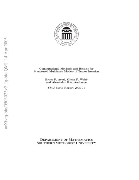 Pdf Multiscale Models Of Tumor Invasion