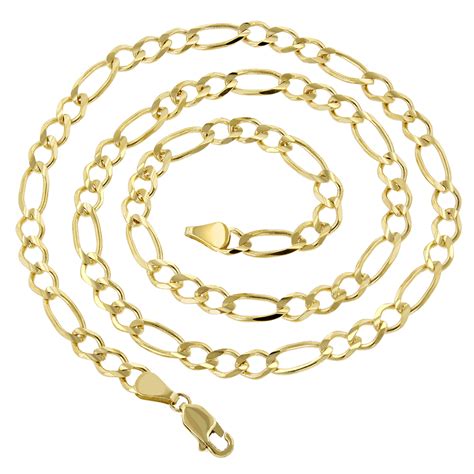 Luxurman Solid 10k Gold Figaro Chain For Men 7mm Wide Ea7sla