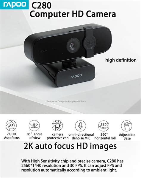 Rapoo C280 Webcam 2k Hd With Usb20 With Mic Rotatable Cameras For Live