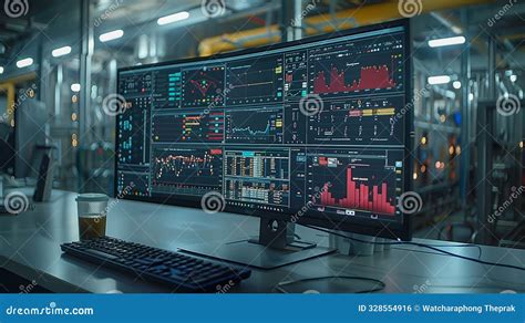 Data Analytics Dashboard In A Modern Industrial Setting Stock Illustration Illustration Of