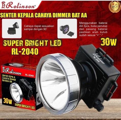 Senter Kepala Led Dimmer 30 Watt Rolinson Rl 2040 Headlamp Super Terang