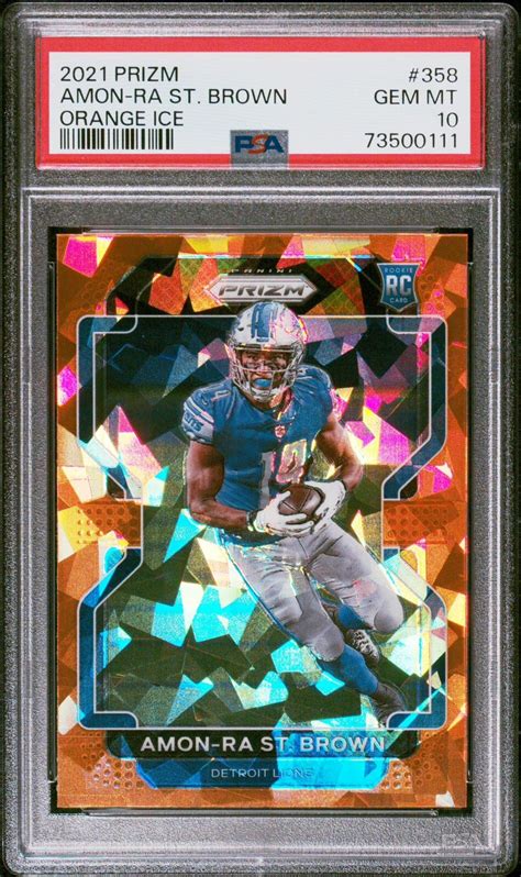 Amon Ra St Brown 2021 Prizm 358 Orange Ice Price Guide Sports Card