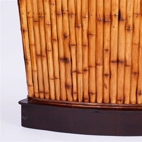 Bamboo Demilune Bar And Three Stools At 1stdibs