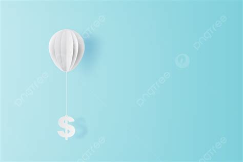 Illustration Of Balloon Fly With Dollar Sign On Blue Sky Background Of