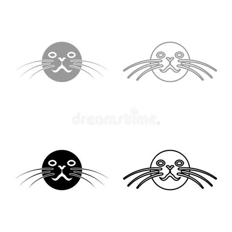 Head Of Seal Set Icon Grey Black Color Vector Illustration Image Solid