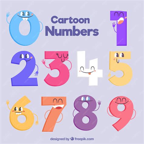 Colección De Números De Dibujos Animados Con Personajes Vector Gratis