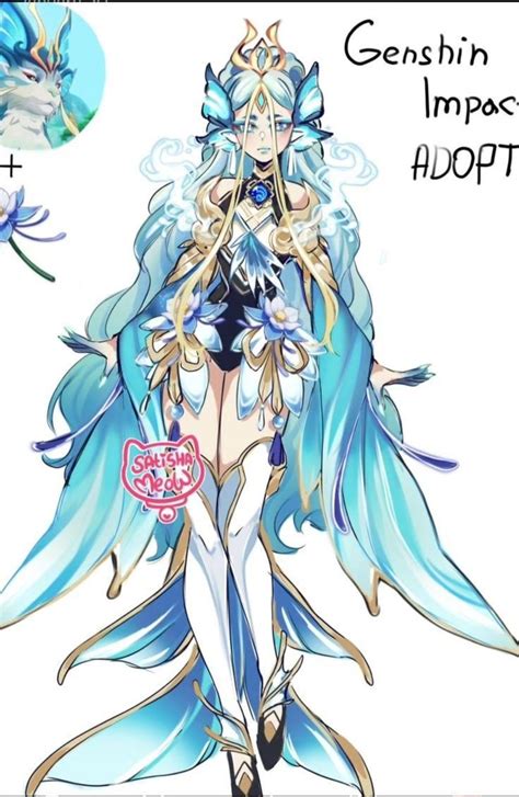 Anime Character With Blue Hair And Long Flowing Hair Genshin Natlan