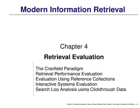 B Tech Information Retrieval Chapter 4 Retrieval Evaluation Modern Information Retrieval