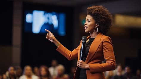 A Beautiful Black Female Motivational Speaker Makes An Inspiring