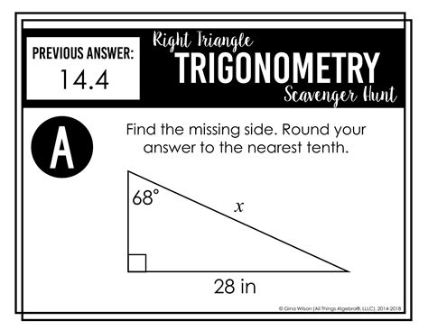 Right Triangle Trigonometry Scavenger Hunt All Things Algebra®
