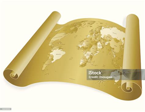 World Map Scroll Stock Illustration Download Image Now Brown