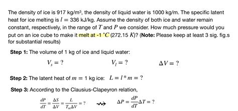 solved the density of ice is 917 kg m3 the density of