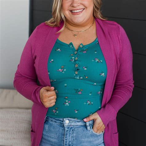 Comfortable With Myself Knit Cardigan Fuchsia The Pulse Boutique